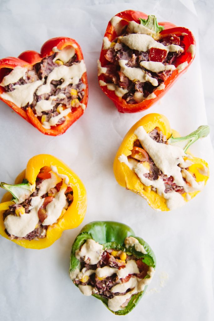 Vegan Burrito Stuffed Peppers - Wallflower Kitchen