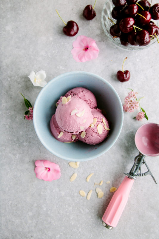 Vegan Cherry Bakewell Ice Cream - Wallflower Kitchen