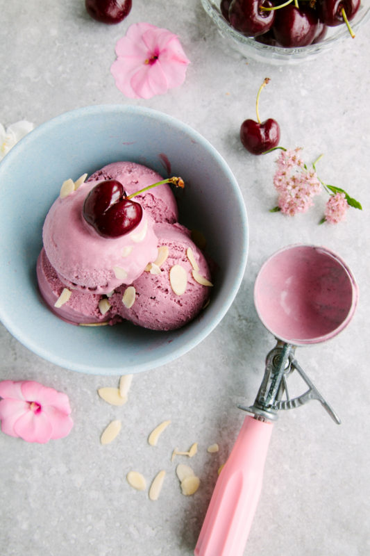Vegan Cherry Bakewell Ice Cream - Wallflower Kitchen
