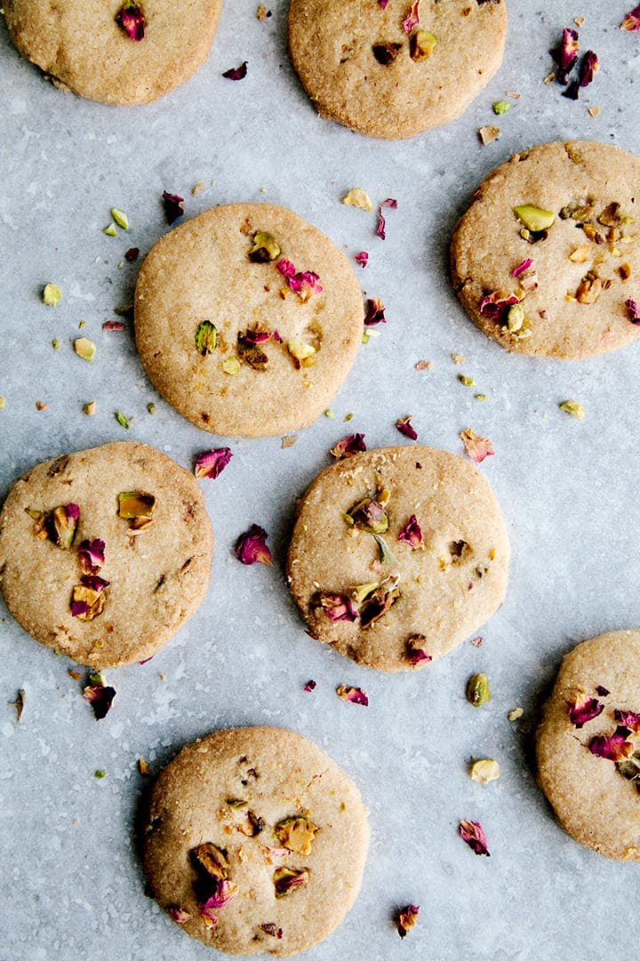Rose, Pistachio & Olive Oil Shortbread - Wallflower Kitchen
