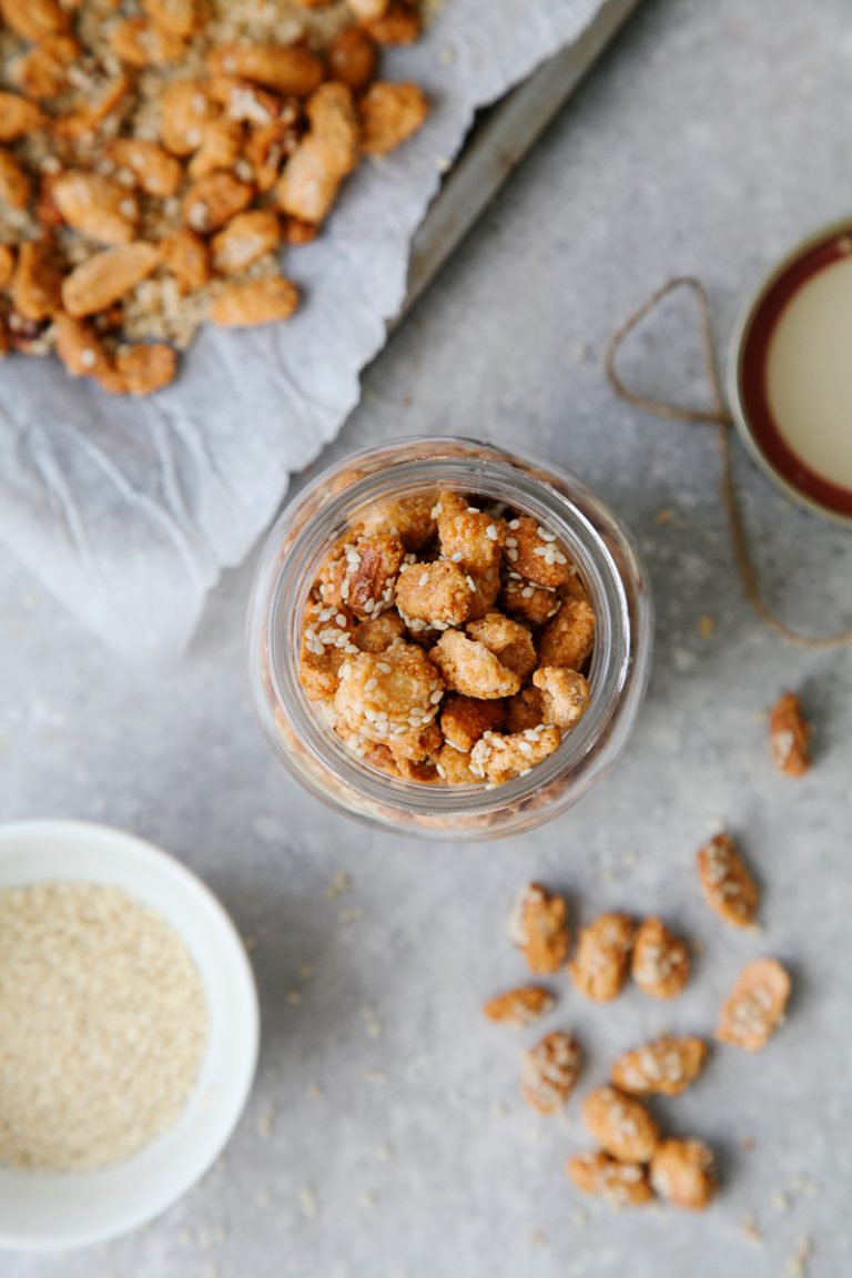 Easy Sesame Candied Peanuts (3 ingredients!) - Wallflower Kitchen