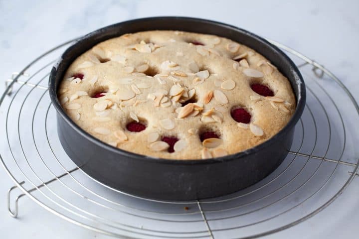 Vegan Raspberry Bakewell Cake - Wallflower Kitchen