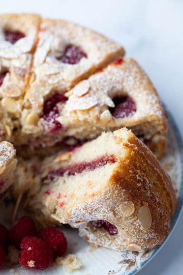 Vegan Raspberry Bakewell Cake - Wallflower Kitchen