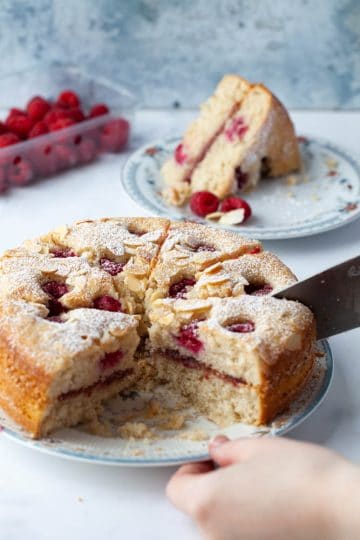 Vegan Raspberry Bakewell Cake - Wallflower Kitchen
